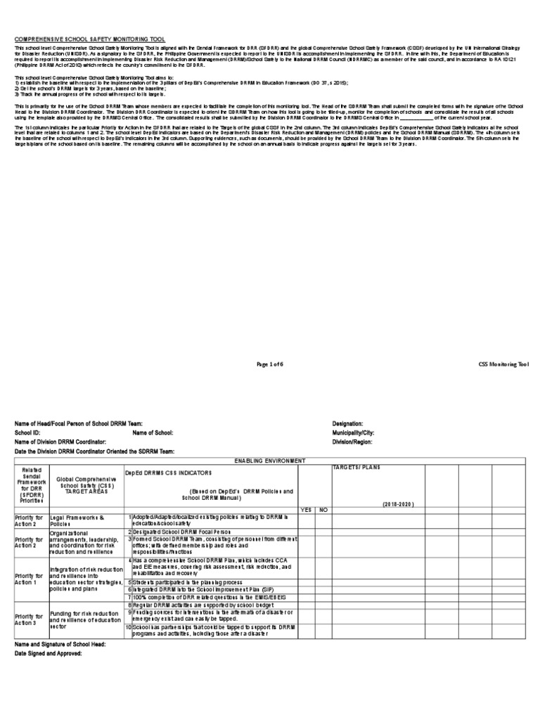 CSS Monitoring Tool DRRMS Edited 18 Jan 2017 | PDF | Disaster Risk ...