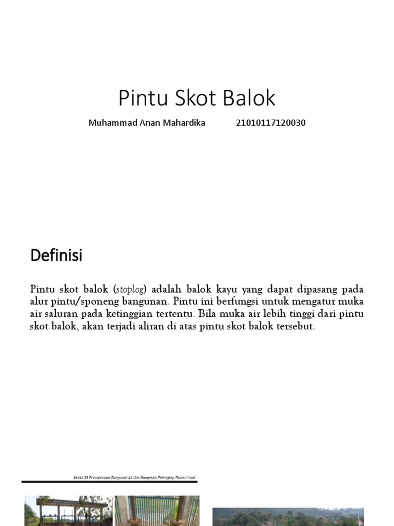 Definisi dan Karakteristik Pintu Skot Balok | PDF