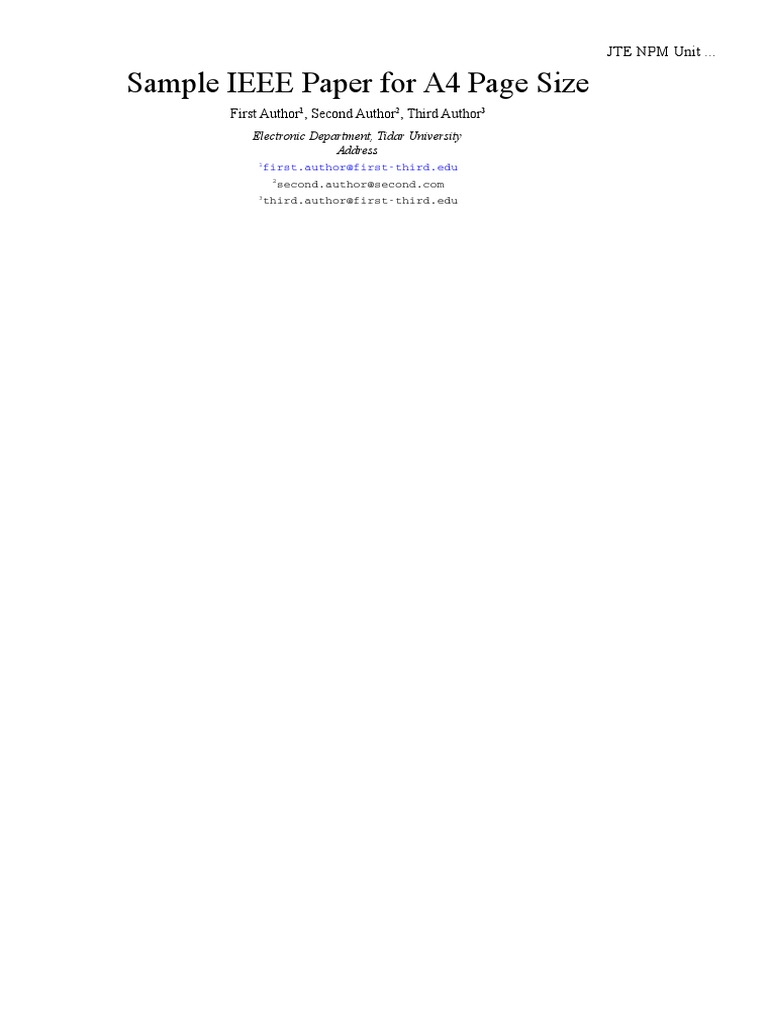 Sample IEEE Paper For A4 Page Size: First Author, Second Author, Third Author | Download Free ...