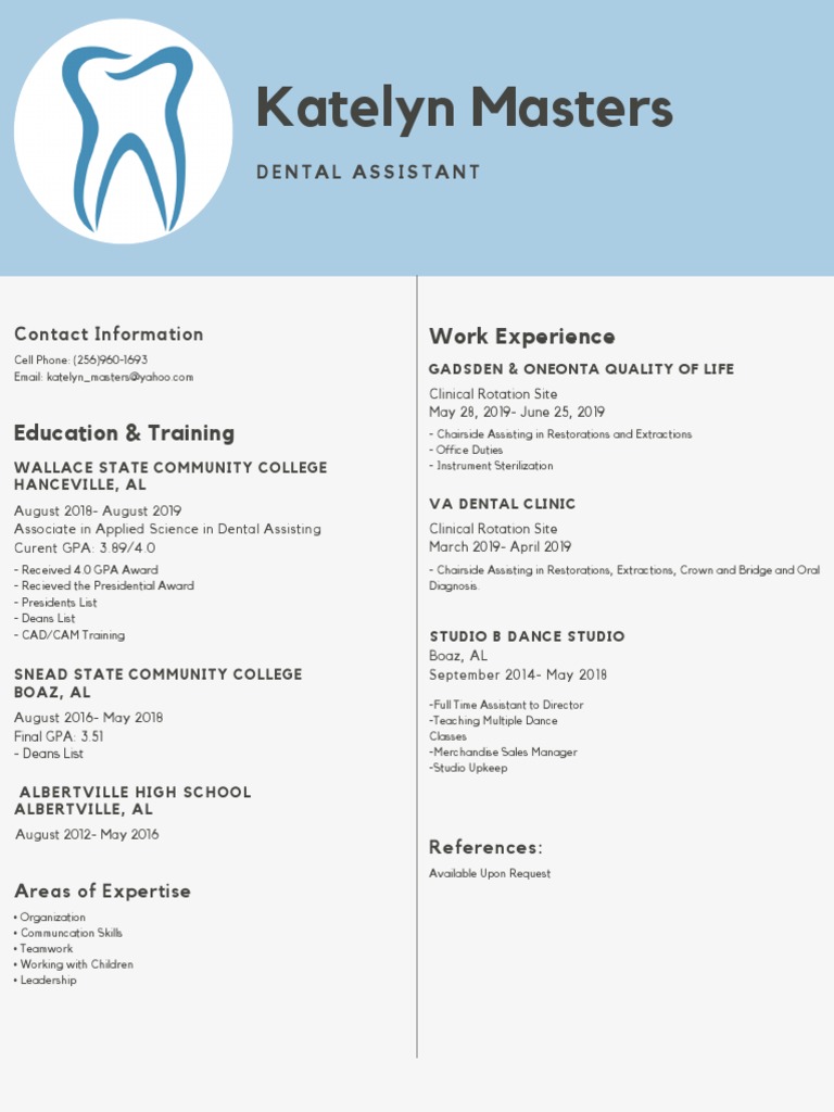 Katelyn Masters: Dental Assistant Resume | PDF | Career & Growth