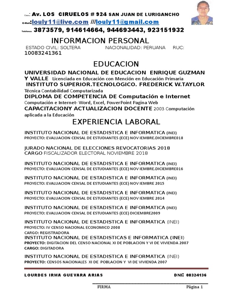 Ejemplo de Curriculum Vitae | PDF | Aprendizaje | Educación avanzada