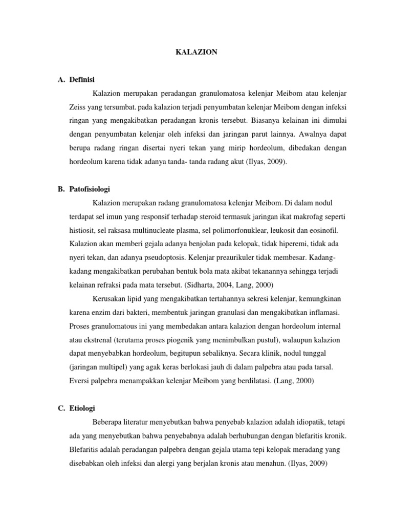 Definisi, Etiologi Dan Patofisiologi Kalazion | PDF