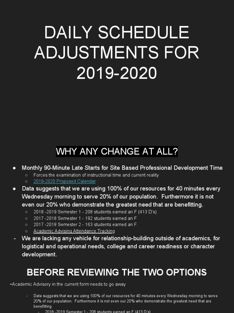 Daily Schedule Adjustments Powerpoint | PDF | Academic Term | Pedagogy