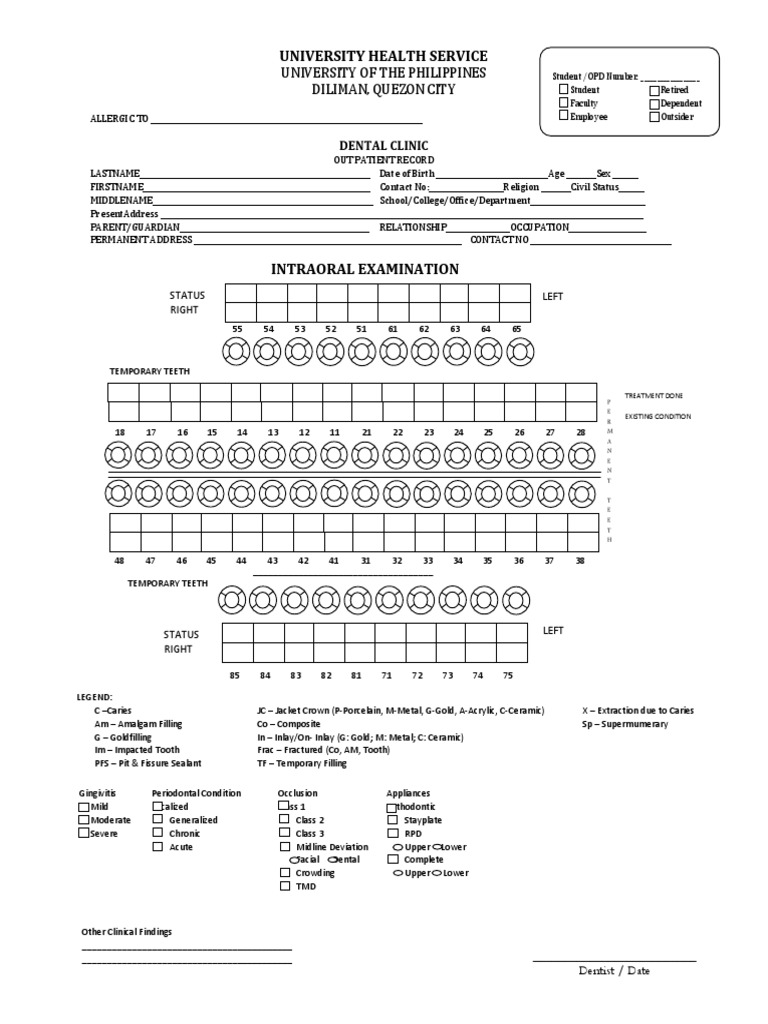 Dental Chart | PDF | Human Tooth | Medical Specialties