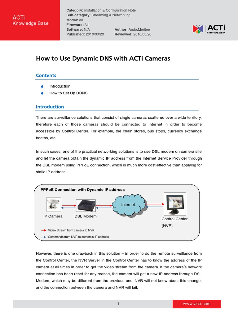 How To Use Dynamic DNS With ACTi Cameras 20100826 PDF | PDF | Ip ...