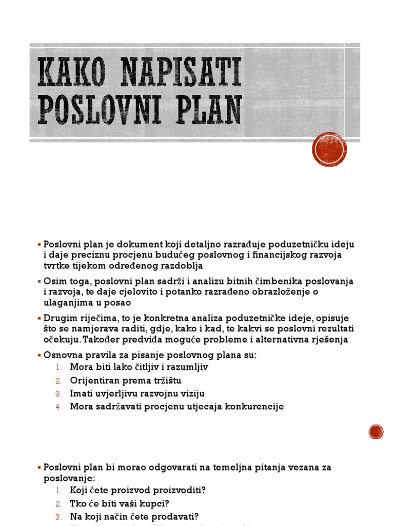Kako Napisati Poslovni Plan | PDF