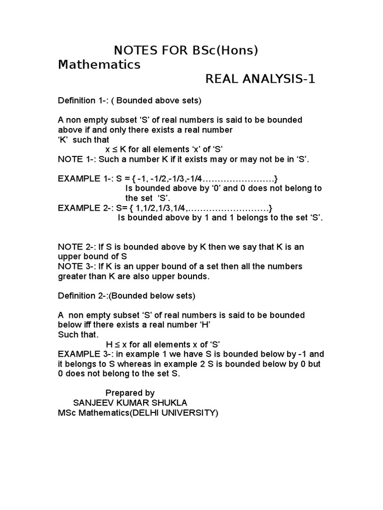 Real Analysis Notes | PDF