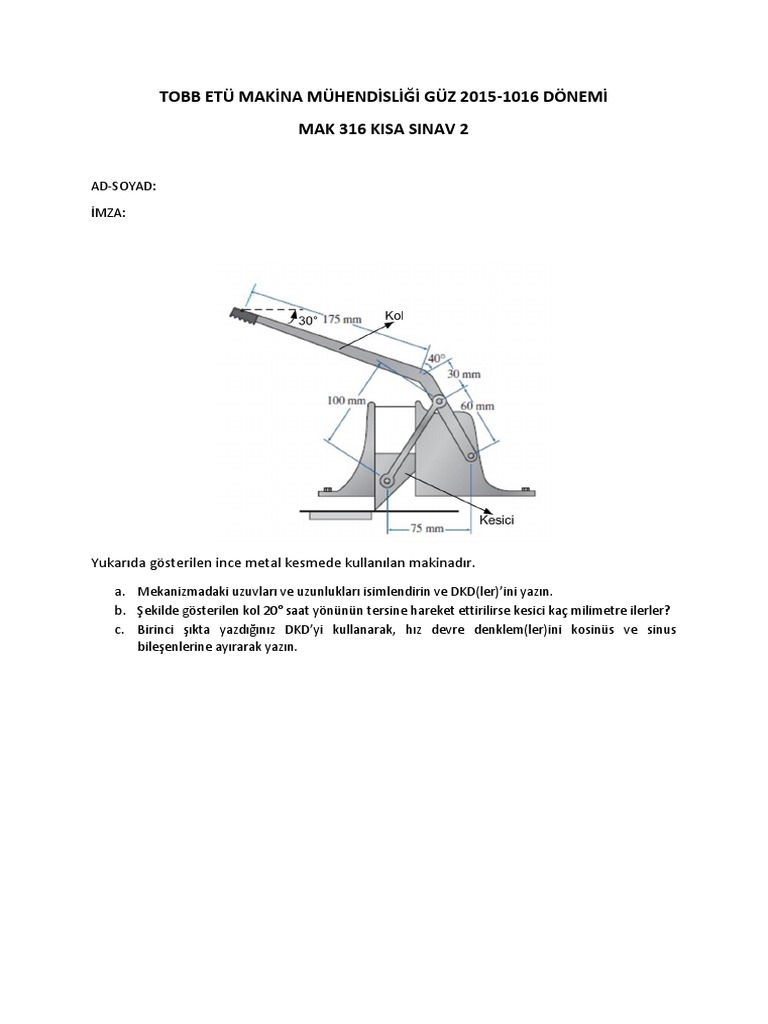 Kisa Sinav 2 Şube 2 PDF | PDF