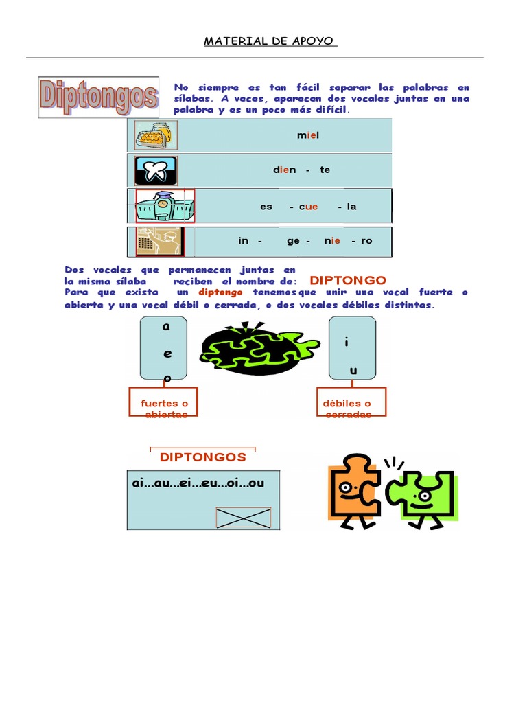 Material de Apoyo Hiato y Diptongos | PDF