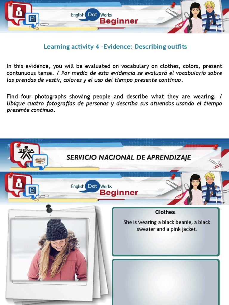 Outfit Descriptions Using Present Continuous | PDF