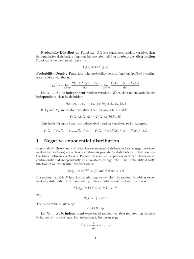 Negative Exponential Distribution PDF | PDF | Probability Distribution ...
