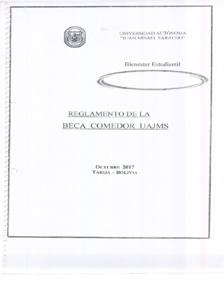 Reglamento de Beca Comedor UAJMS | PDF