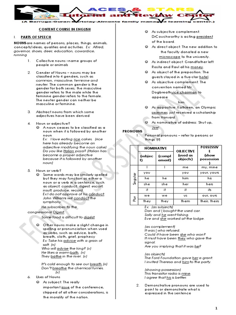 English Handout | PDF | Grammatical Gender | Verb