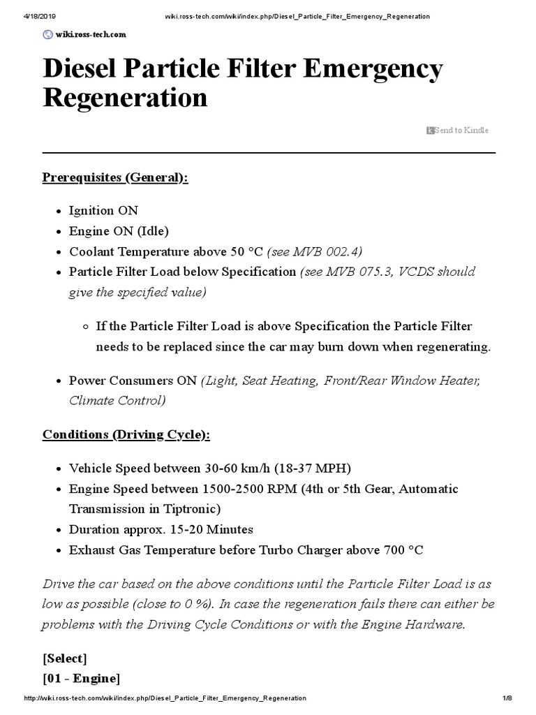 Diesel Particle Filter Emergency Regeneration | PDF | Turbocharger | Hvac