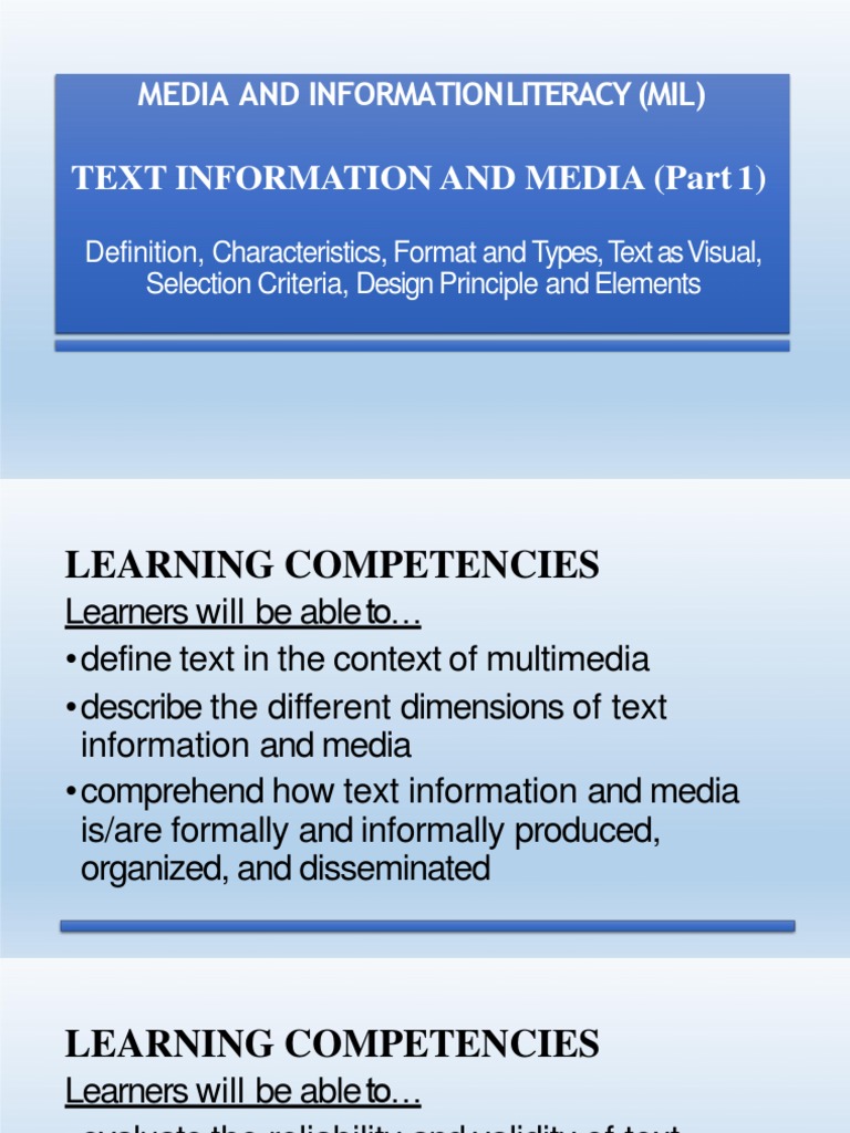 Media and Information Literacy Mil | Typefaces | File Format