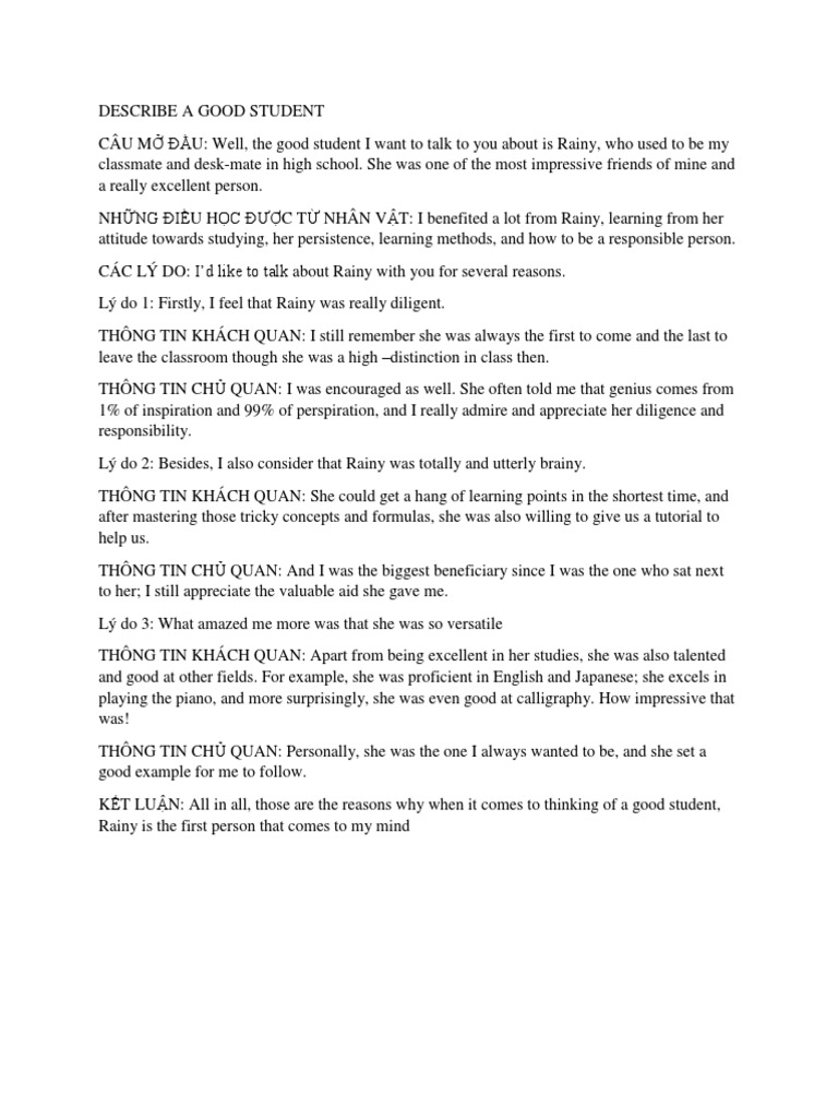 Describe A Good Student | PDF