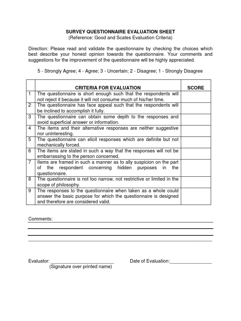 Good and Scates Evaluation Form | PDF | Business