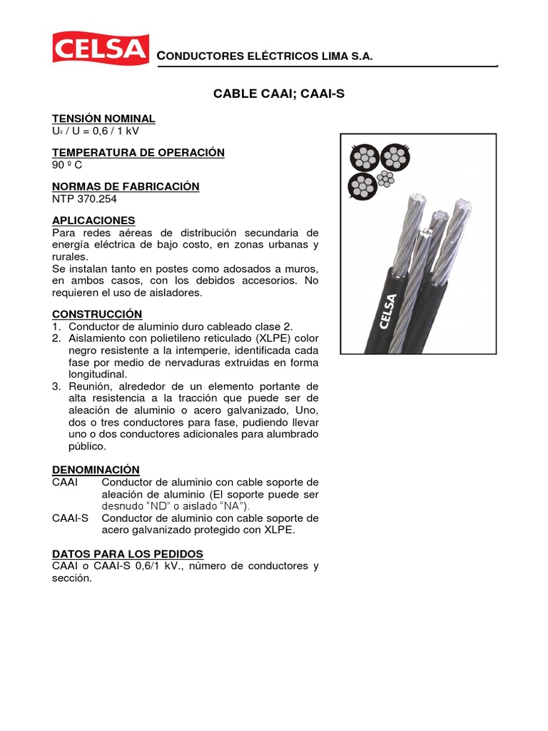 Cables CAAI y CAAI-S para Distribución Eléctrica | PDF | Aislador ...