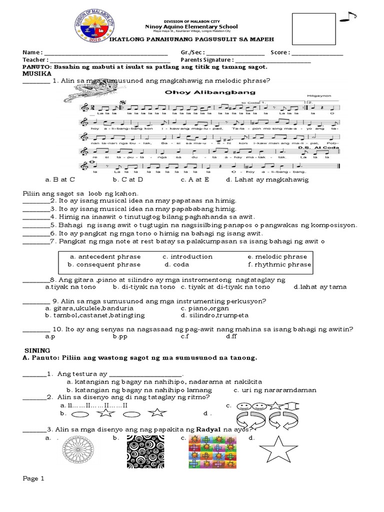 3rd Periodic Test in MAPEH | PDF