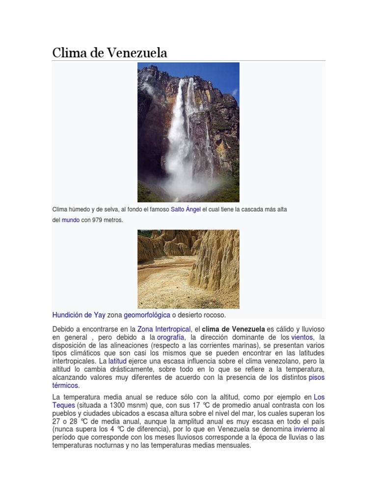 Clima de Venezuela | PDF | Clima | Geografía Física