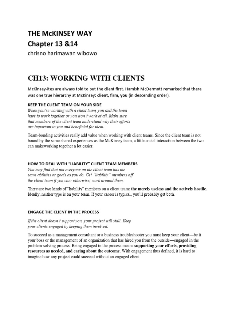 The Mckinsey Way - CH 13 and 14 | PDF | Mentorship | Psychological Concepts