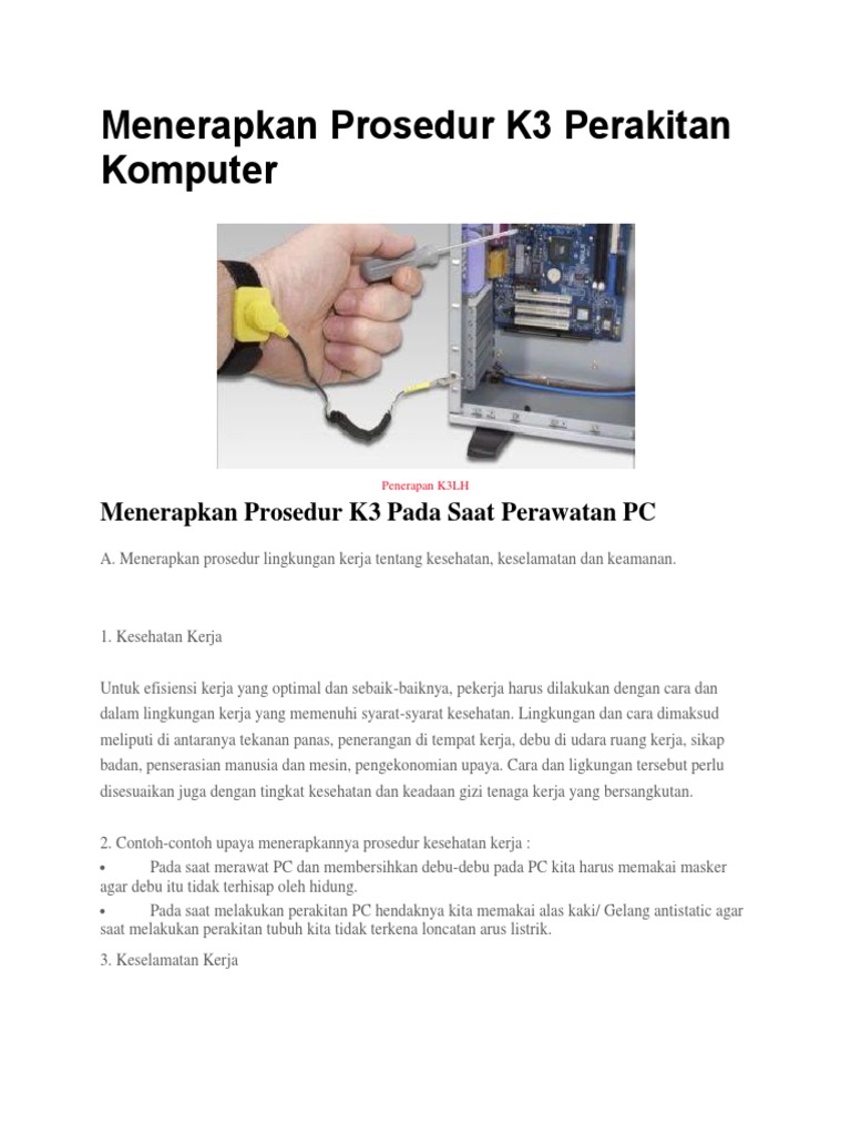 Menerapkan Prosedur K3 Perakitan Komputer | PDF