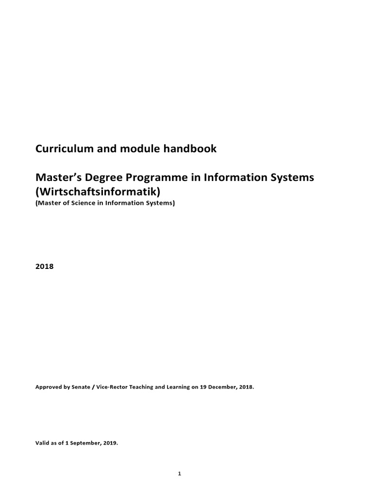 Master's in Information Systems Handbook | PDF | Academic Degree ...