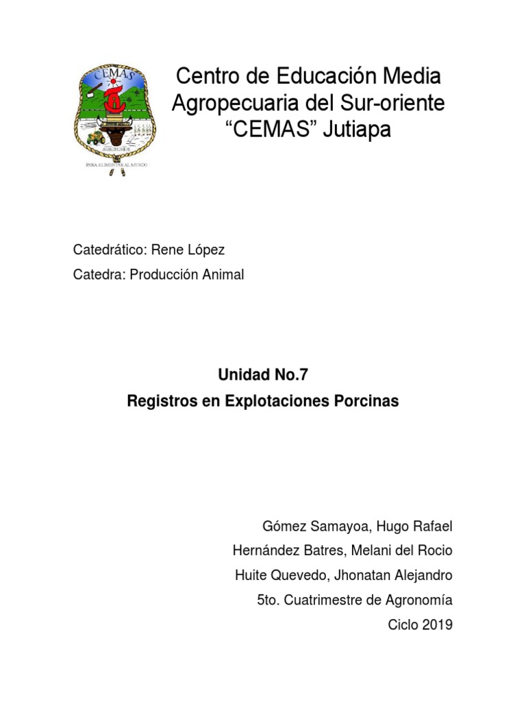 Registros en Porcinocultura | PDF | Cerdo doméstico | El embarazo