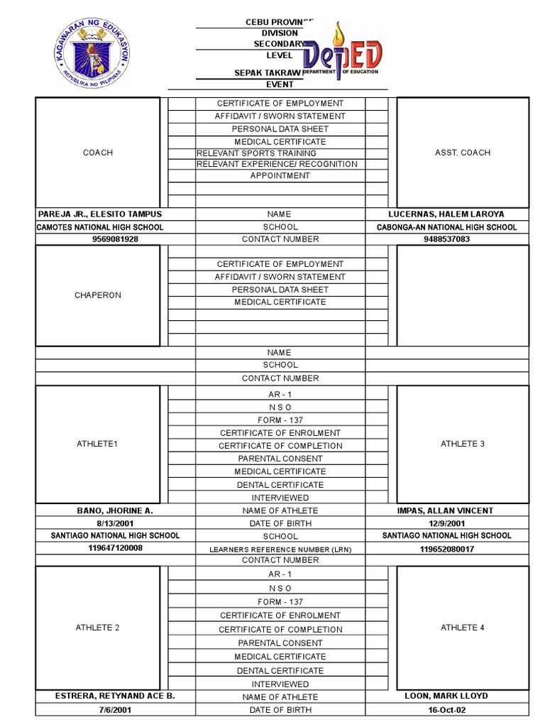 Sample Athletics Records Forms | PDF | Sports