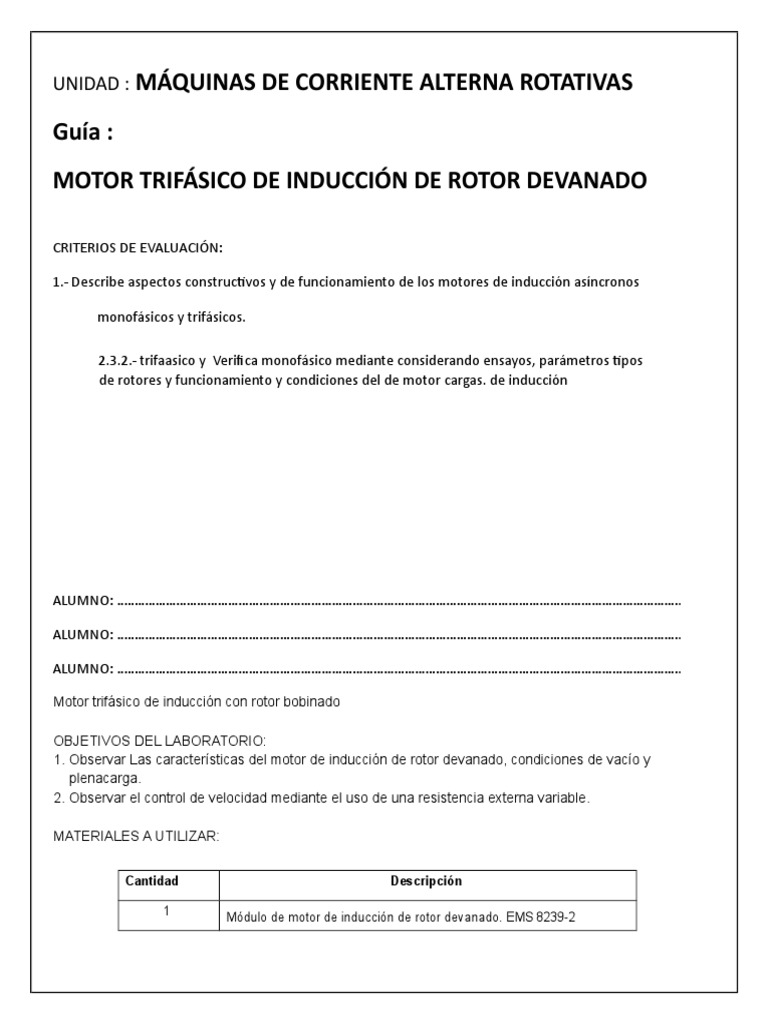 Motor de Rotor Devanado | PDF | Motor eléctrico | Equipo eléctrico