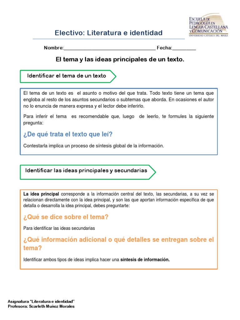 Identificación de Tema y Ideas en Textos | PDF