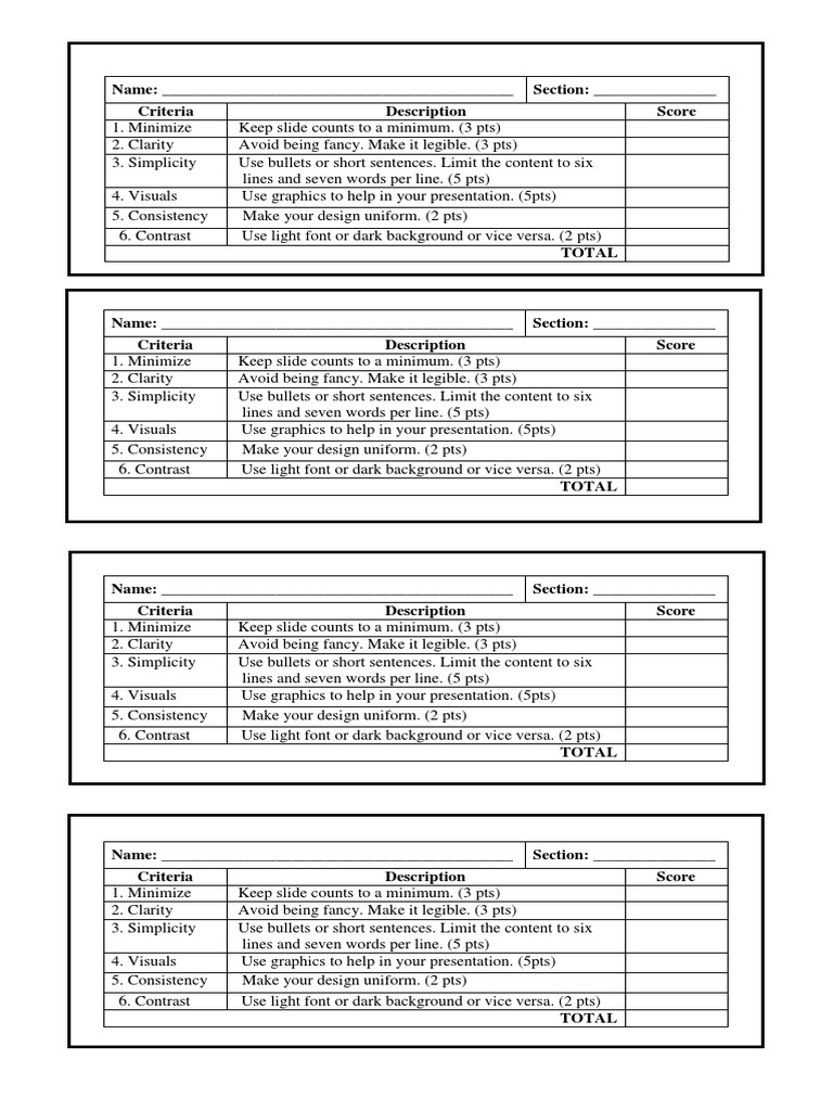 Criteria For Powerpoint Presentation Pdf Graphic Design Typography