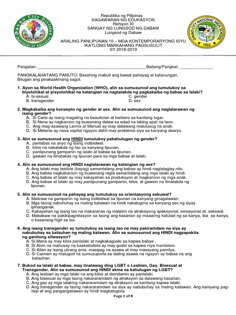 G10 Exam Paper | PDF