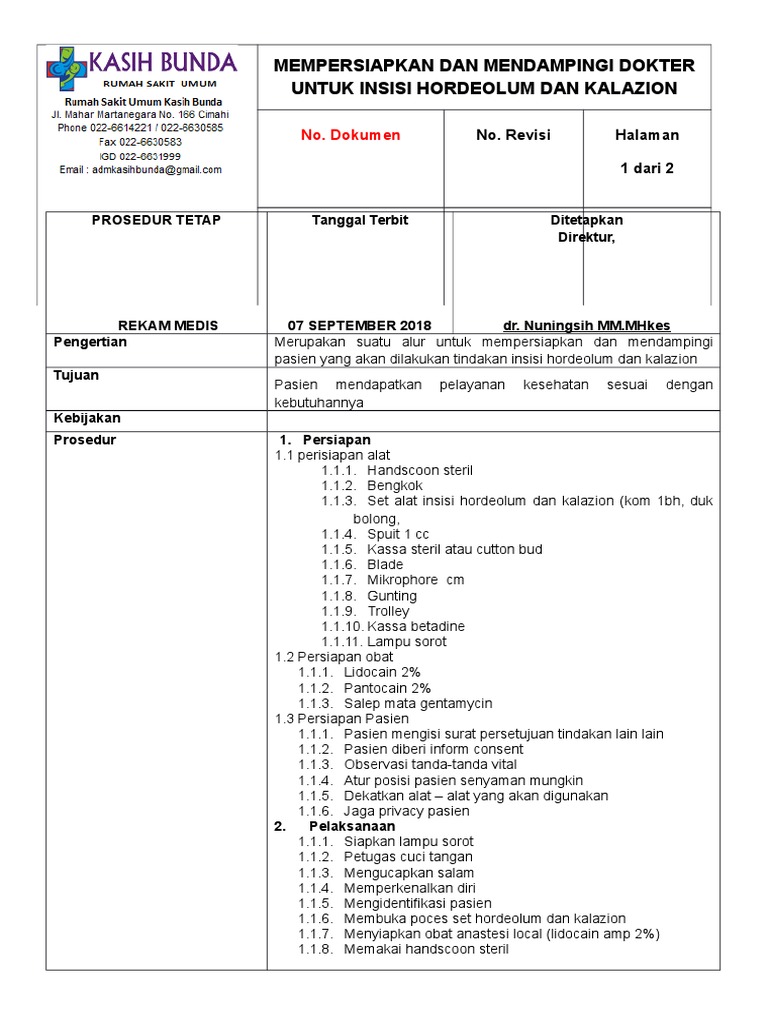 Mempersiapkan dan Mendampingi Pasien untuk Insisi Hordeolum dan ...