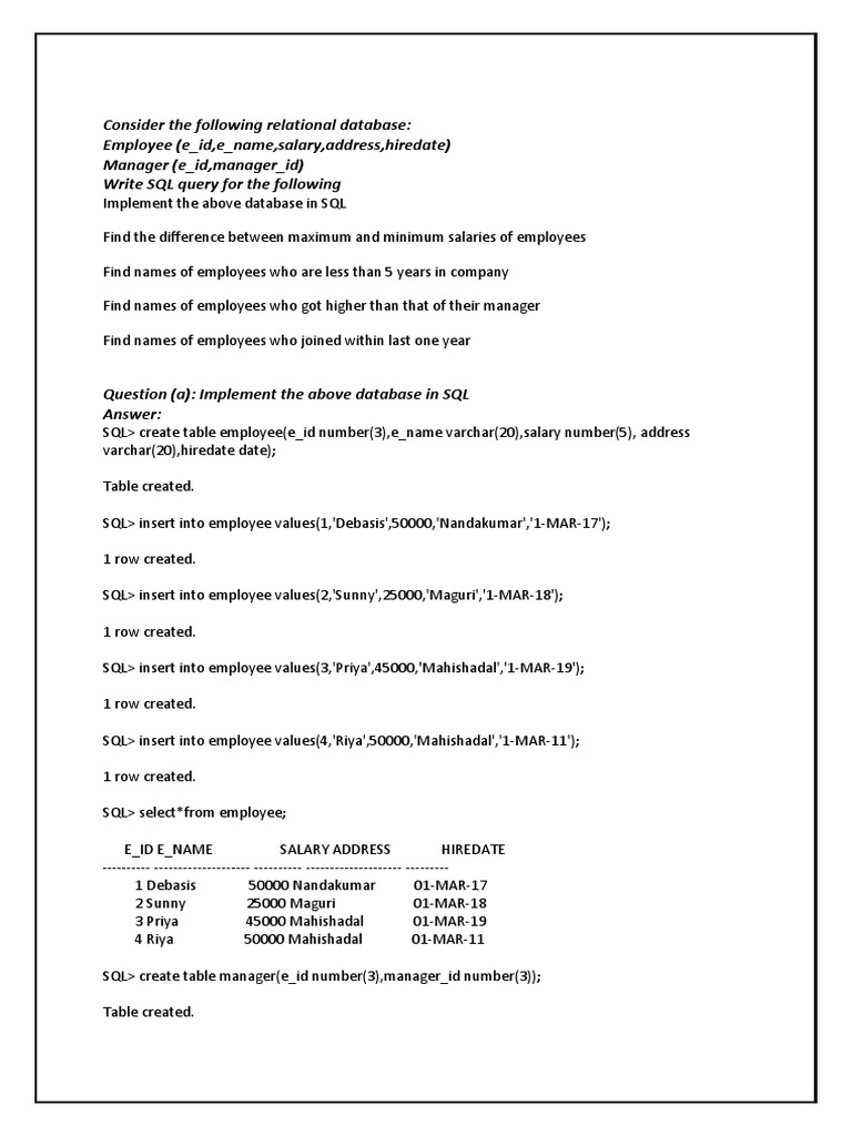 SQL Project | PDF | Table (Database) | Sql