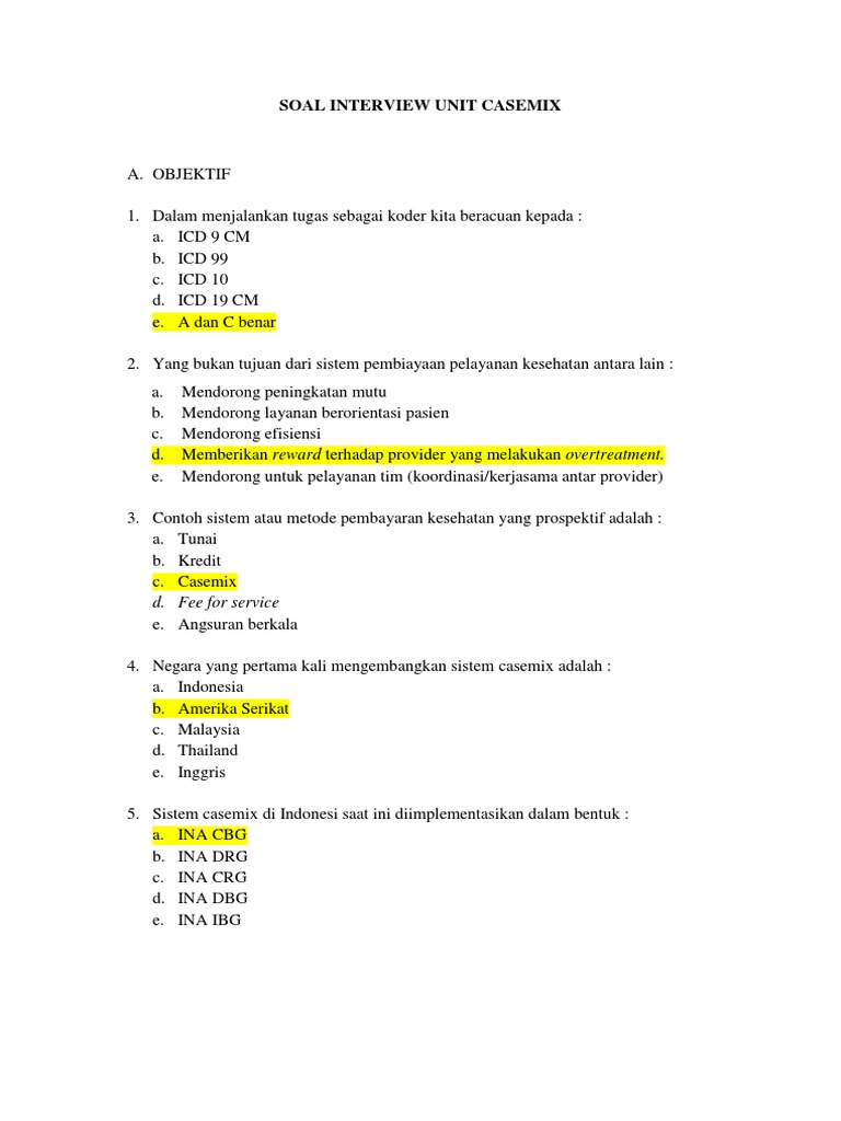 Soal Interview Koder Casemix | PDF