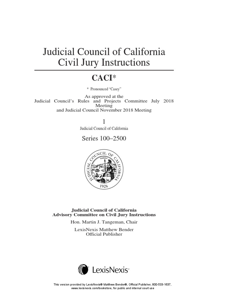 CACI 2019 Edition | PDF | Standard Of Care | Negligence
