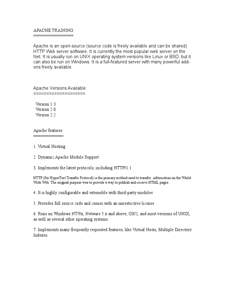 Apache Training | PDF | Web Server | Internet & Web