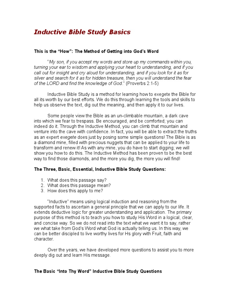 Inductive Bible Study Basics: This Is The "How": The Method of Getting ...