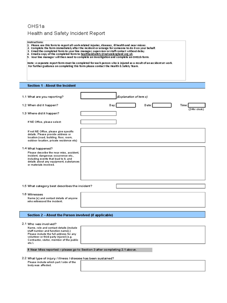 Accident Report Form | PDF | Occupational Safety And Health | Safety