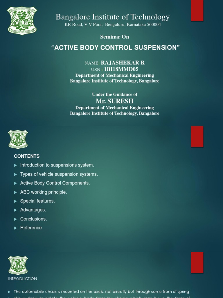 Active Body Control Final Edited | PDF | Suspension (Vehicle ...