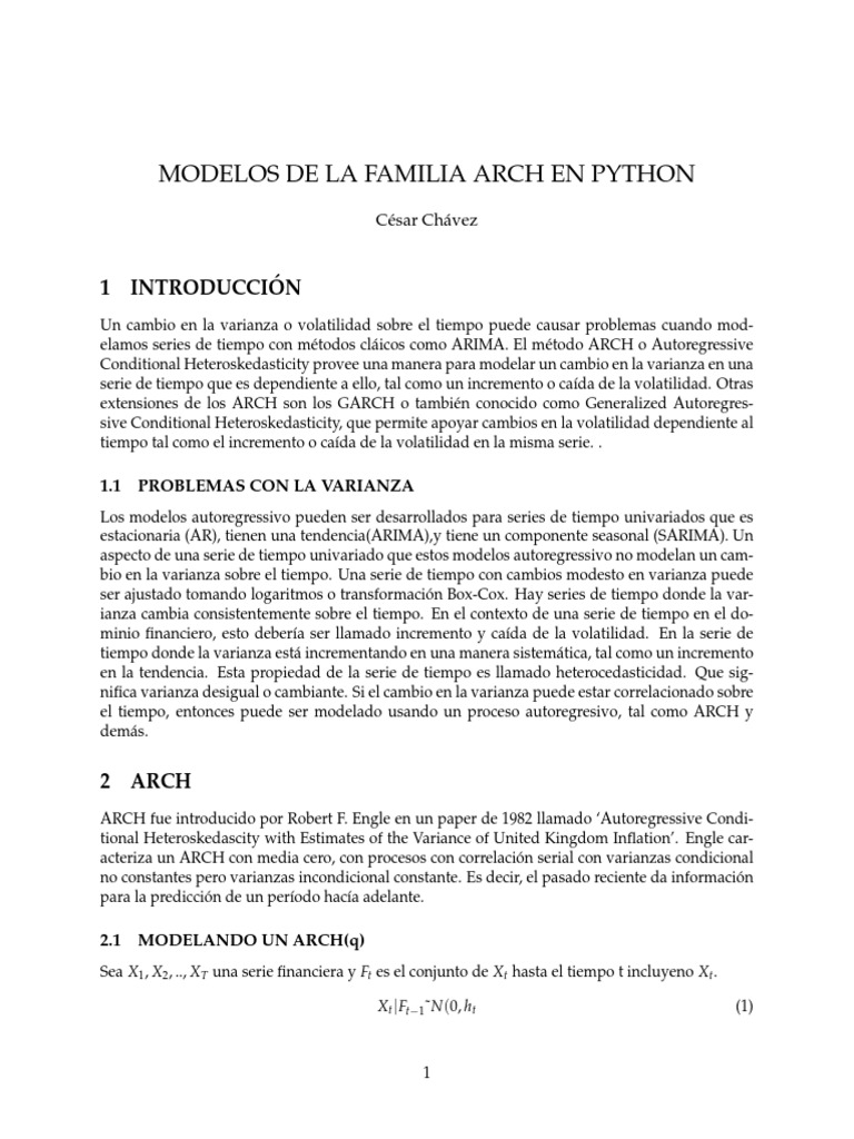 Modelos ARCH y GARCH en Python | PDF | Series de tiempo | Teoría ...