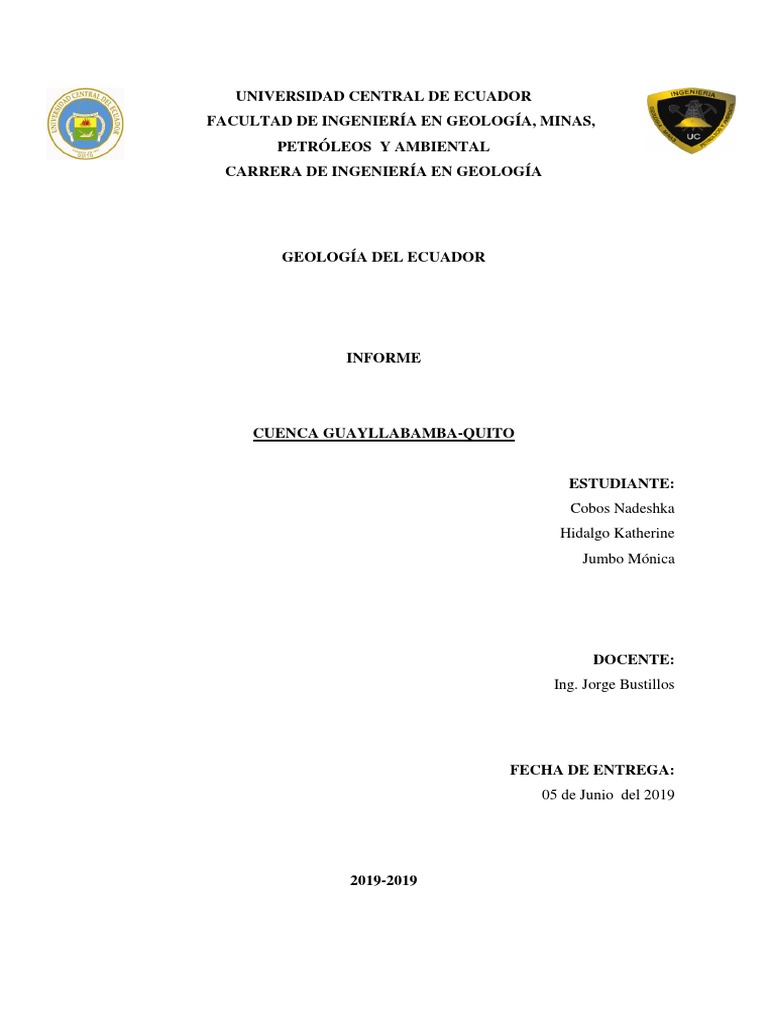Cuenca Guayllabamba Quito. | PDF | Falla (geología) | Volcán