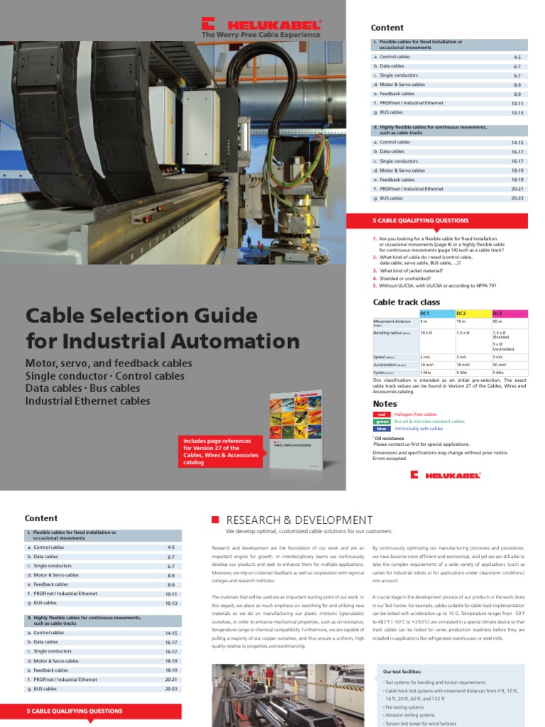 Industrial Automation Cable Selection Guide | PDF | Warehouse | Wire
