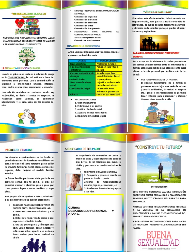 Triptico Sexualidad Con Valores | PDF | Familia | Adolescencia
