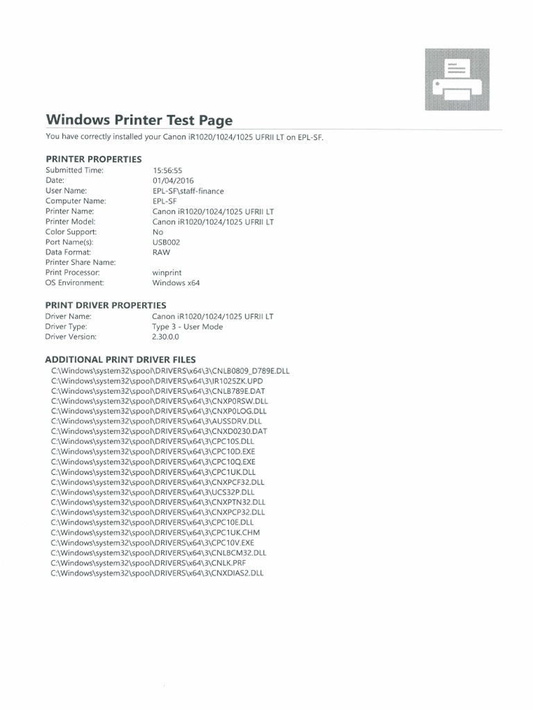 Windows Printer Test Page | PDF | Utility Software | Areas Of Computer ...