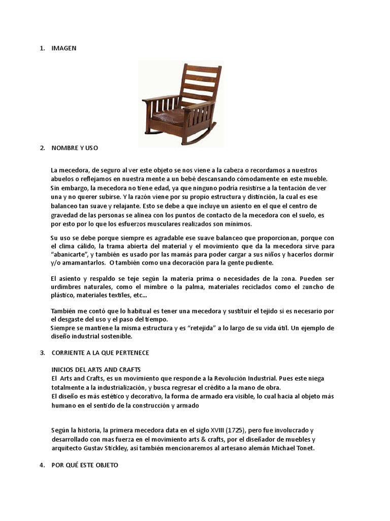 Tejido y uso de la mecedora | PDF | Movimiento de Artes y Oficios | Diseño