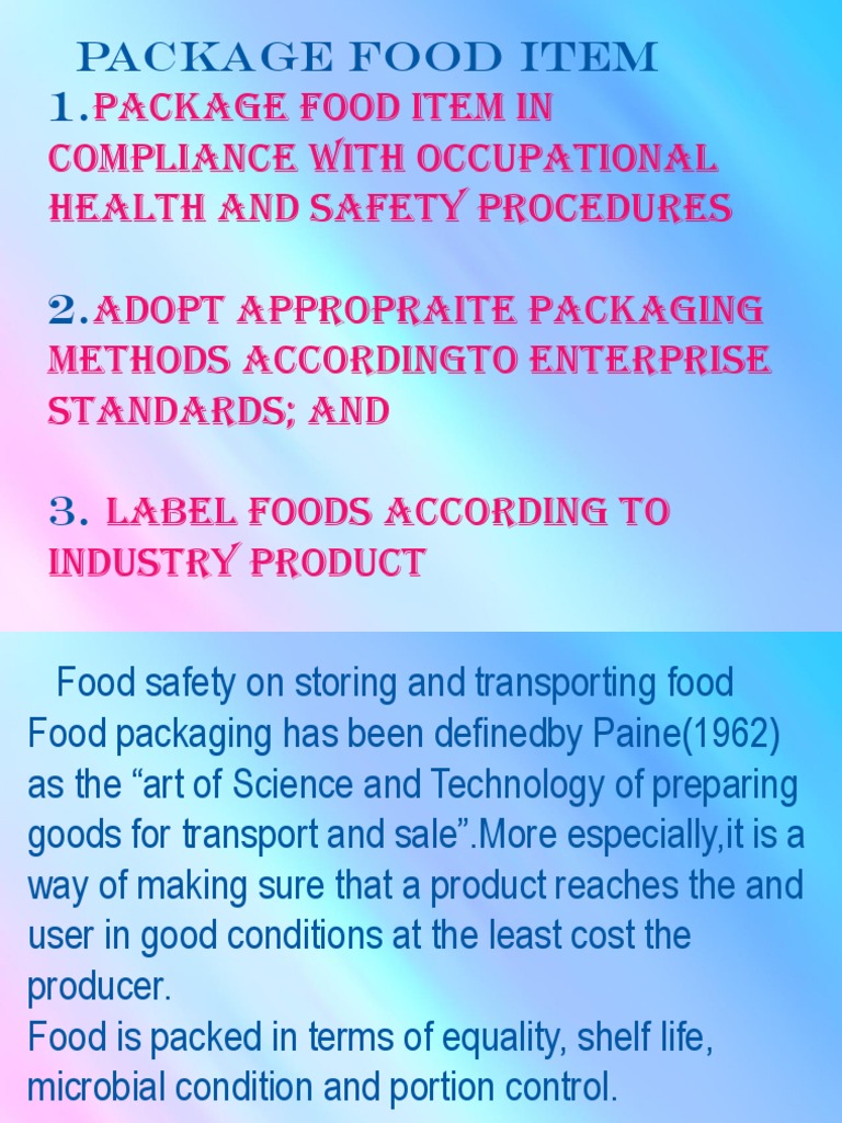 Package Food Item in Compliance With Occupational Health and Safety ...