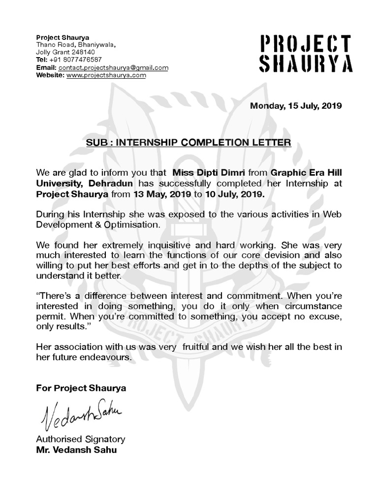 Internship Letter | PDF | Business