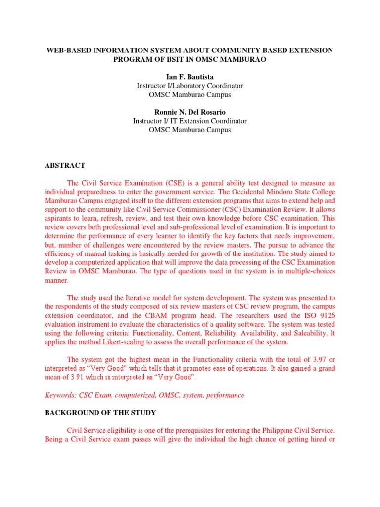 Web-Based CSC Review System at OMSC | PDF | Test (Assessment) | Data ...